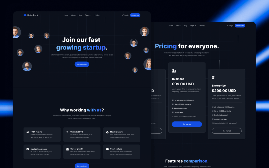 Dataplus X Website Page Template for Webflow