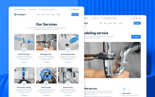 Plumbing X Website Page Template for Webflow