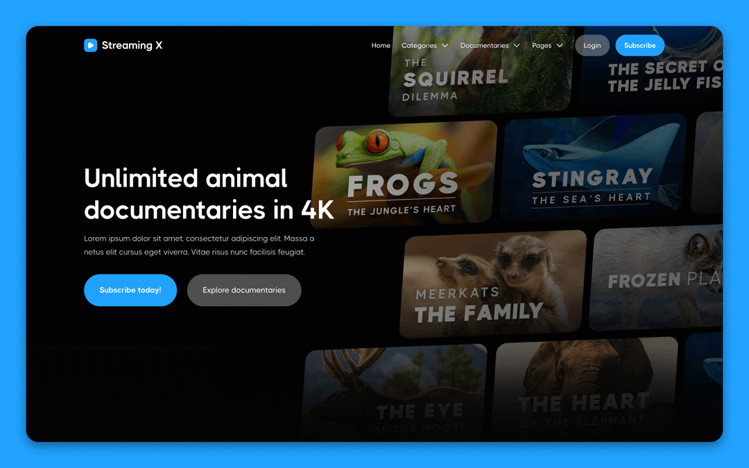 Streaming X Website Page Template for Webflow