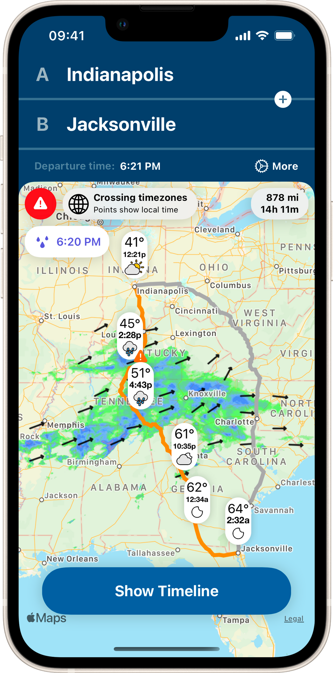 Weather on the Way - Road Conditions and Forecast on Route App