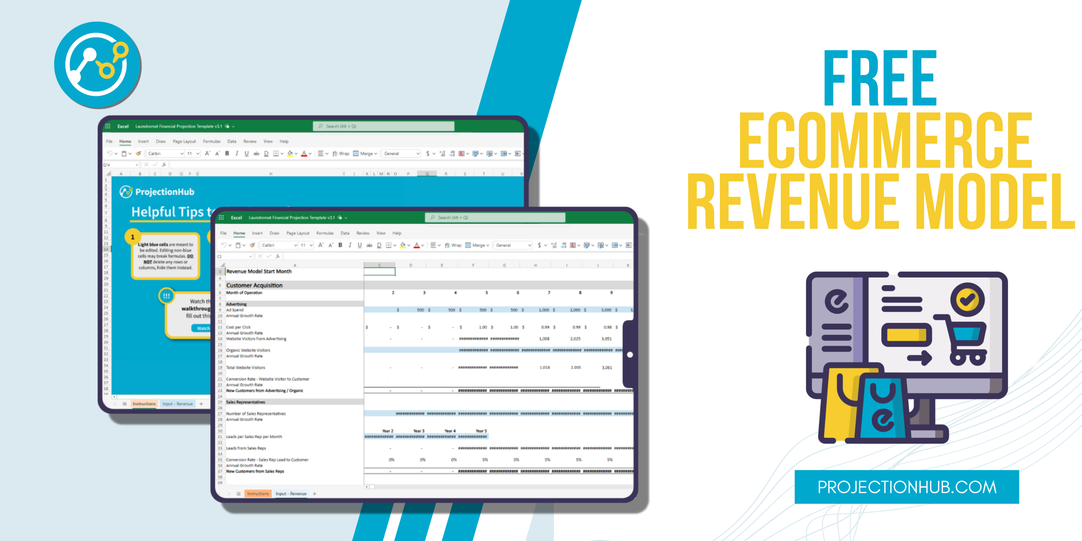 Free Ecommerce Revenue Model Template - ProjectionHub