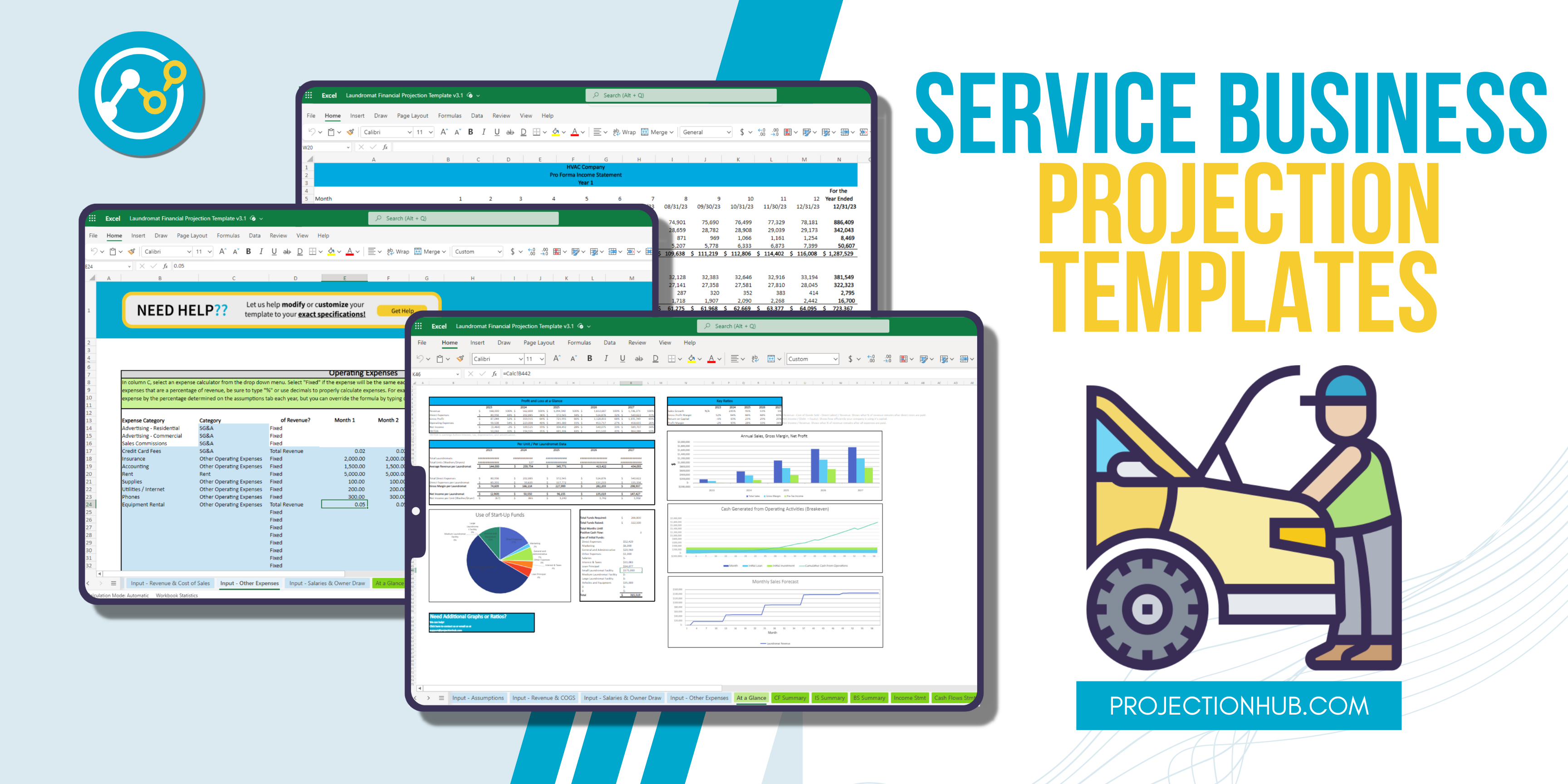 Service Business Financial Projection Templates | Buy an Excel ...