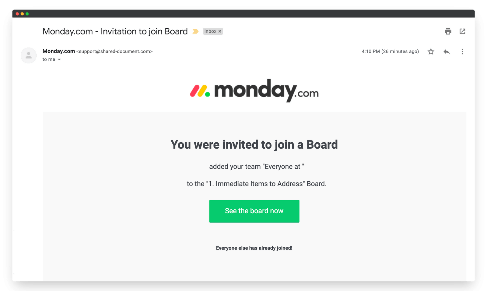 Monday.com Phishing Email Example | Hook Security