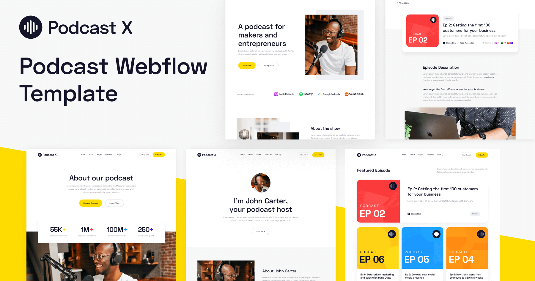 Podcaster and Podcast Webflow Template - Podcast X | BRIX Templates