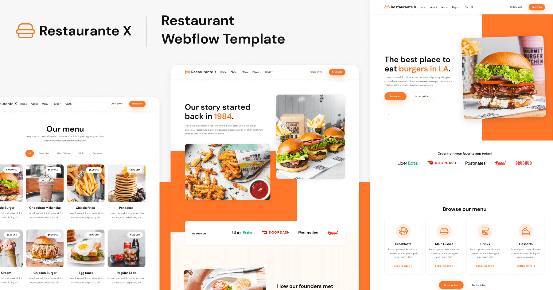 Online Restaurant Webflow Template - Restaurante X | BRIX Templates