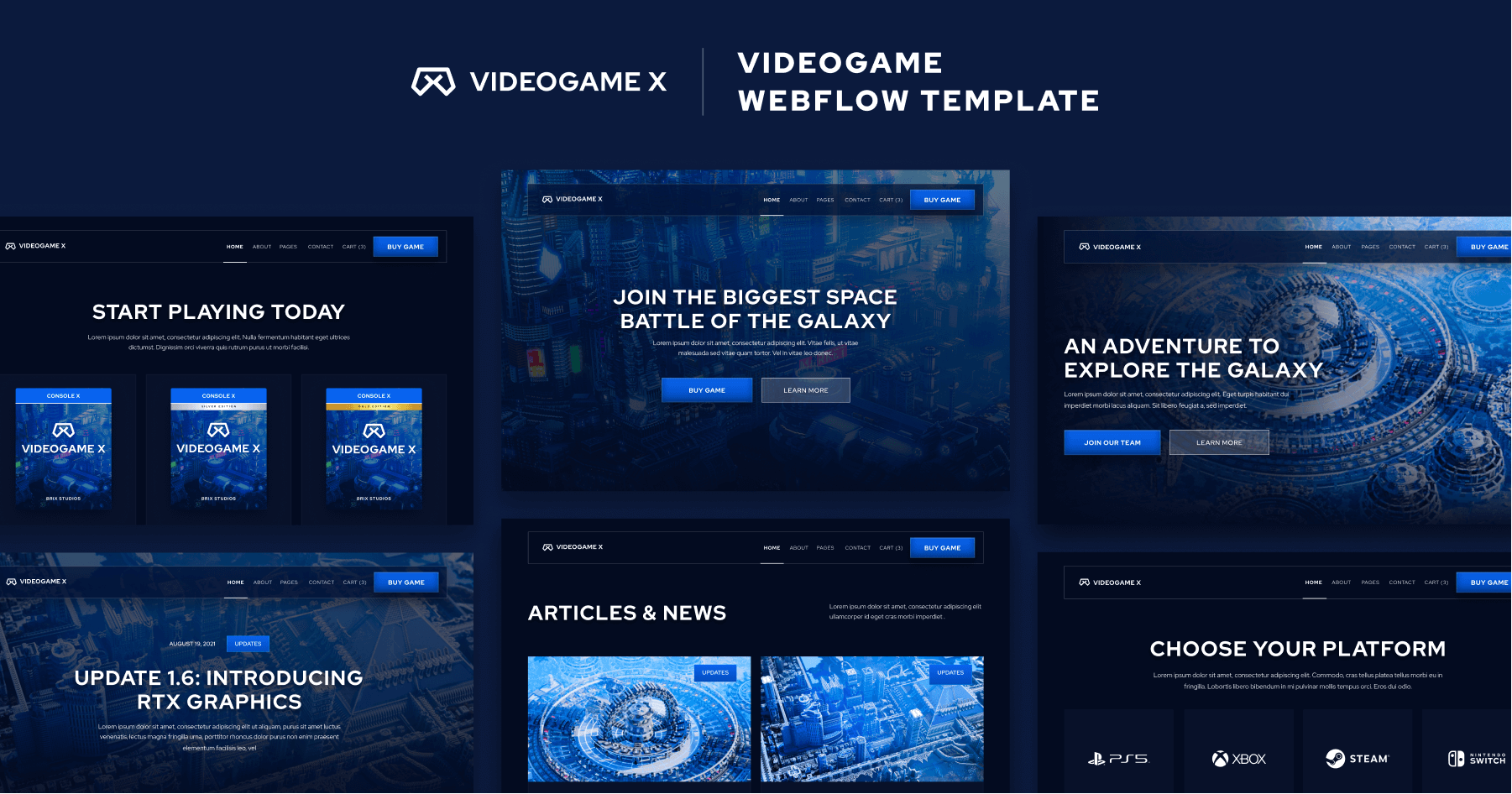 Desktop & Mobile Videogame Webflow Template - Videogame X | BRIX Template