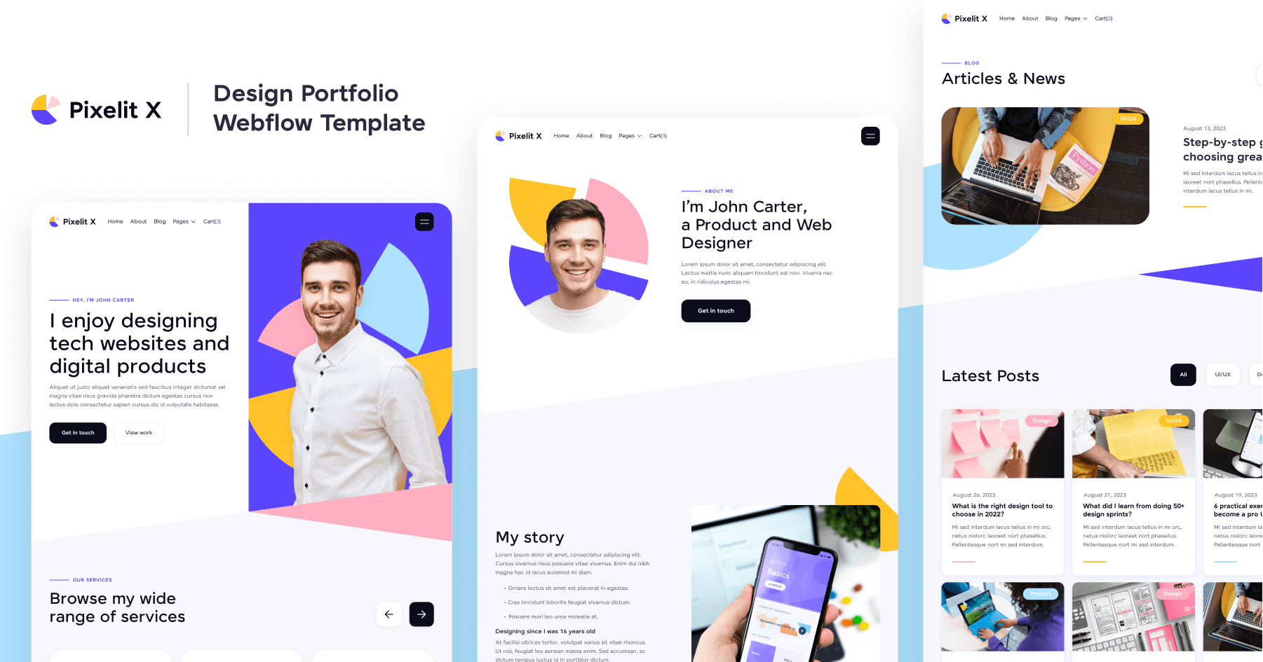 Designer Portfolio Webflow Template - Pixelit X | BRIX Templates