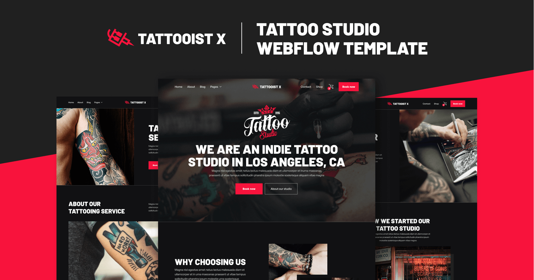 Tattoo Studio Webflow Template - Tattooist X | BRIX Templates