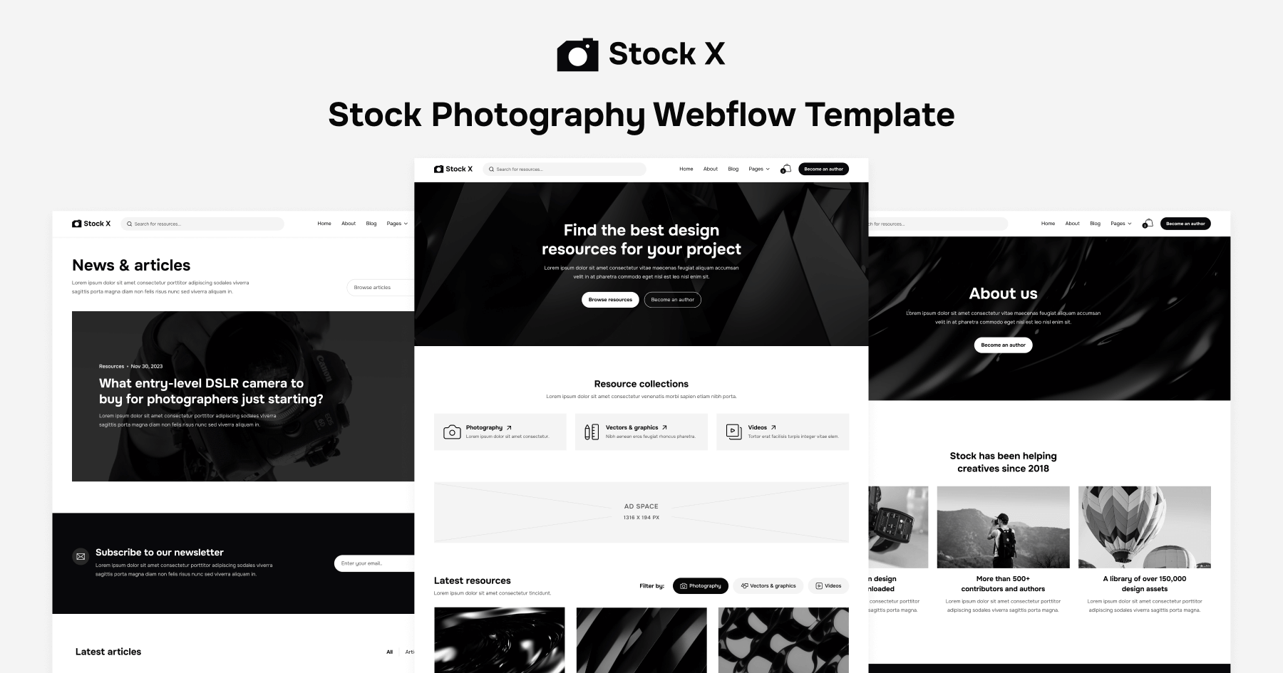 Stock Photography Webflow Template - Stock X | BRIX Templates