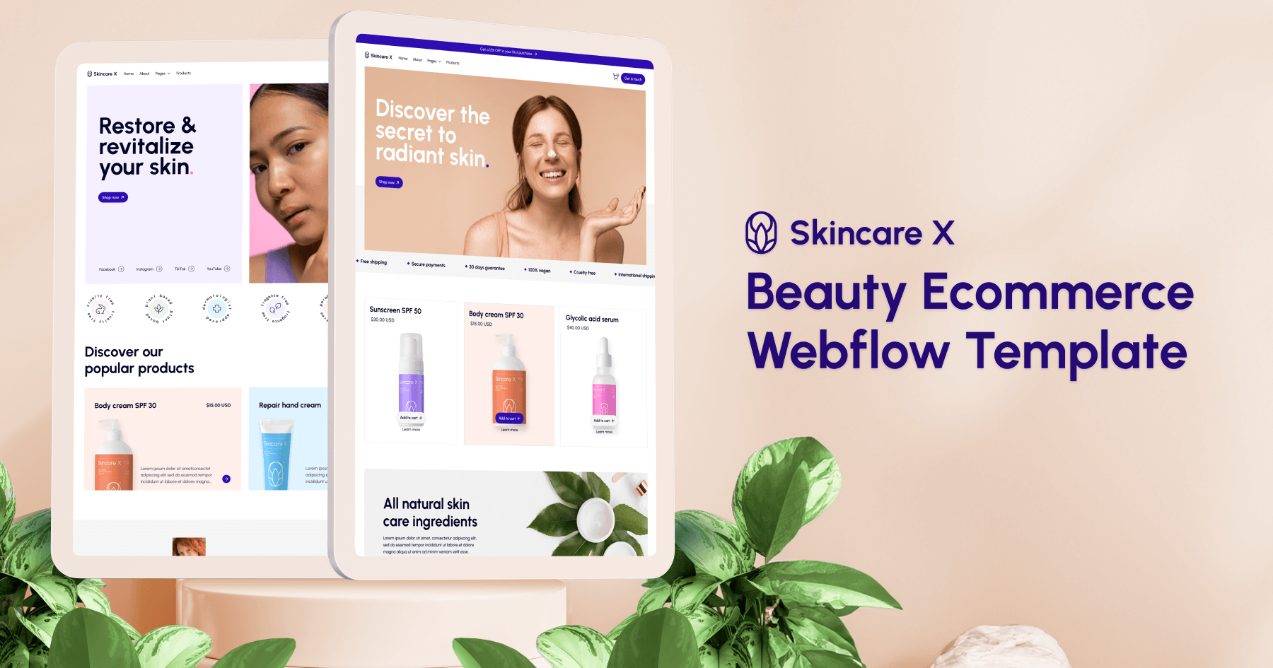 Skincare Webflow Template - Skincare X | BRIX Templates