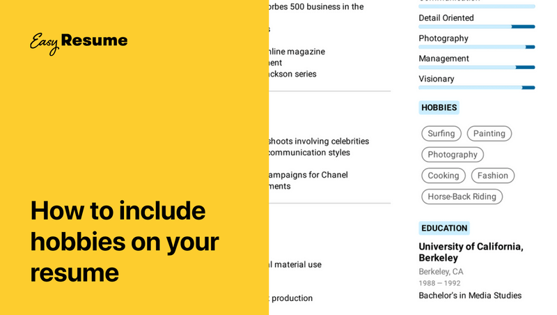 How to Include Hobbies on Your Resume in 2024 (With Examples) | Easy Resume