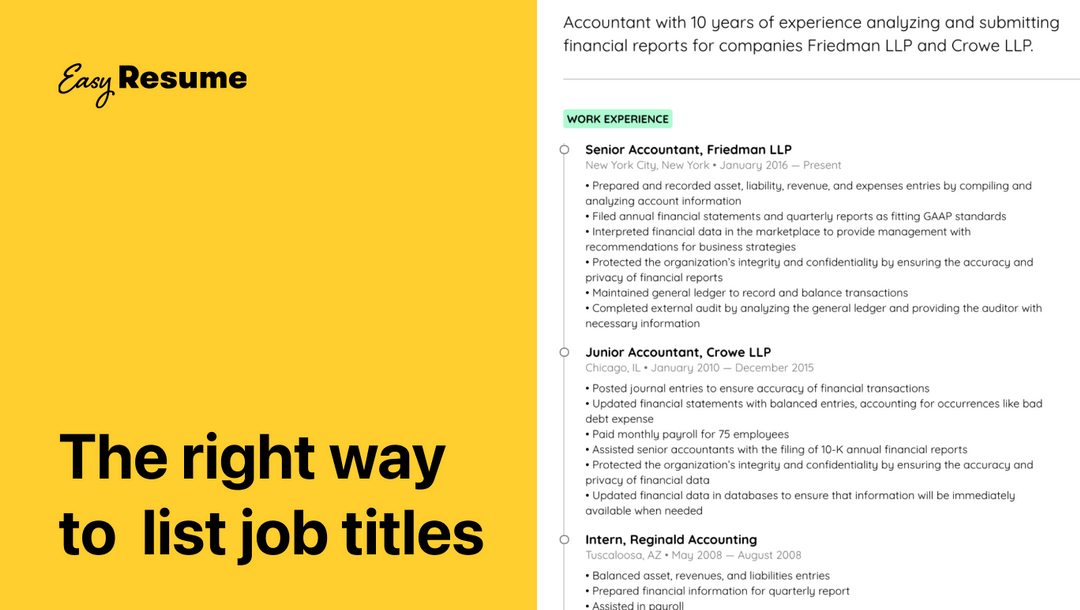 The Right Way to List Job Titles on Your Resume in 2025 | Easy Resume