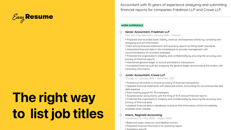 The Right Way to List Job Titles on Your Resume in 2025 | Easy Resume
