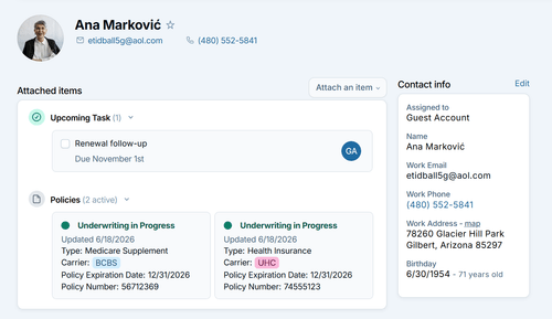 Less Annoying CRM for Health Insurance Agents
