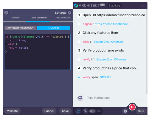Architect: rapid test prototyping and creation tool by Functionize