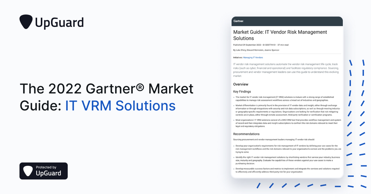 UpGuard Named in Gartner® Market Guide for IT Vendor Risk Management
