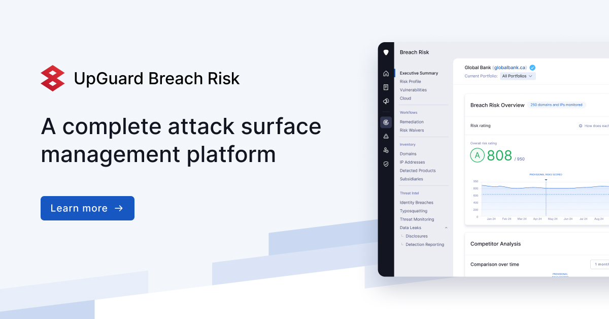 UpGuard Breach Risk: Real-Time Attack Surface Management