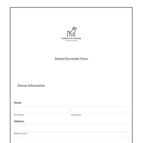 Pet Surrender Form Template | Pet Relinquishment Form | Formstack