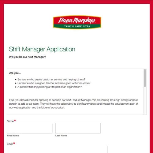 Manager Application Form Template | Formstack
