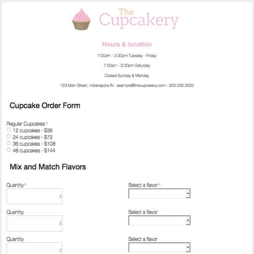 Cupcake Order Form Template | Formstack