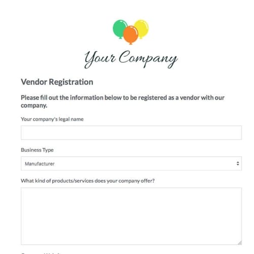Vendor Registration Form Template | Formstack