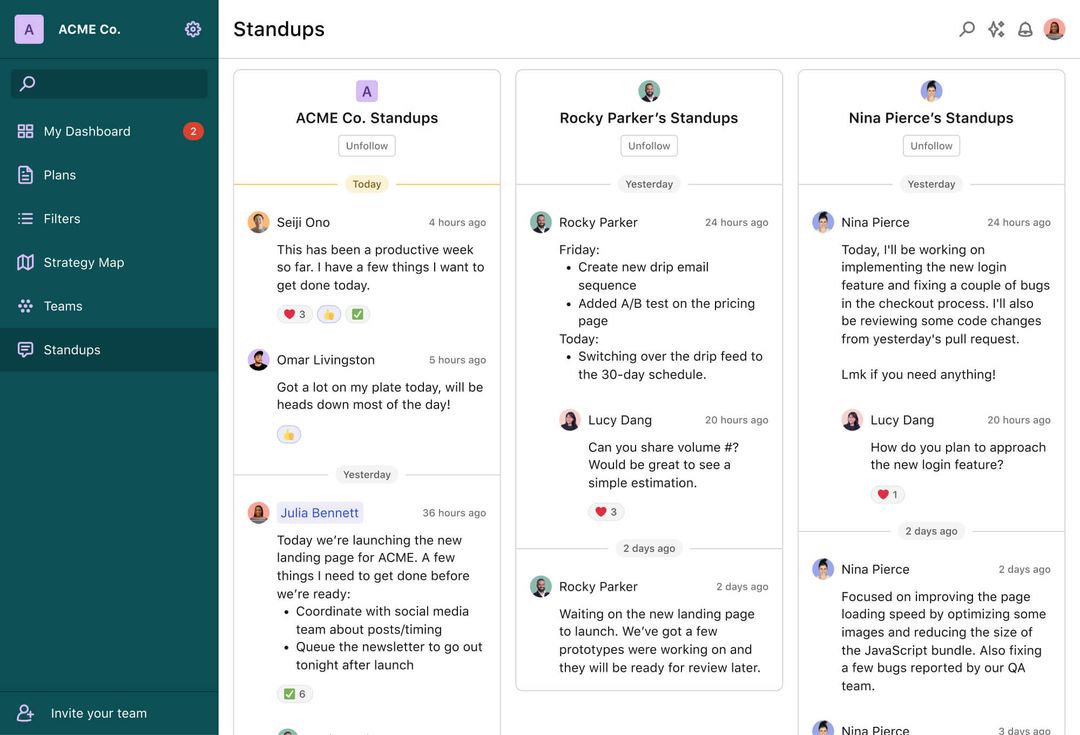 Replace your Daily Standups meeting | Tability Standups