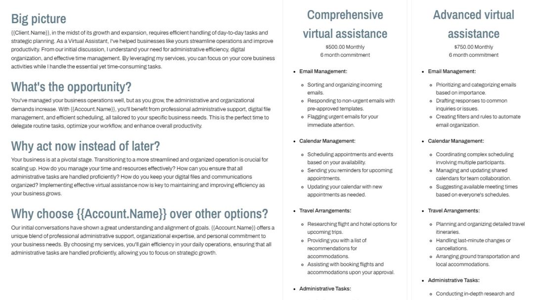Freelance Administrative Support Proposal | Moxie