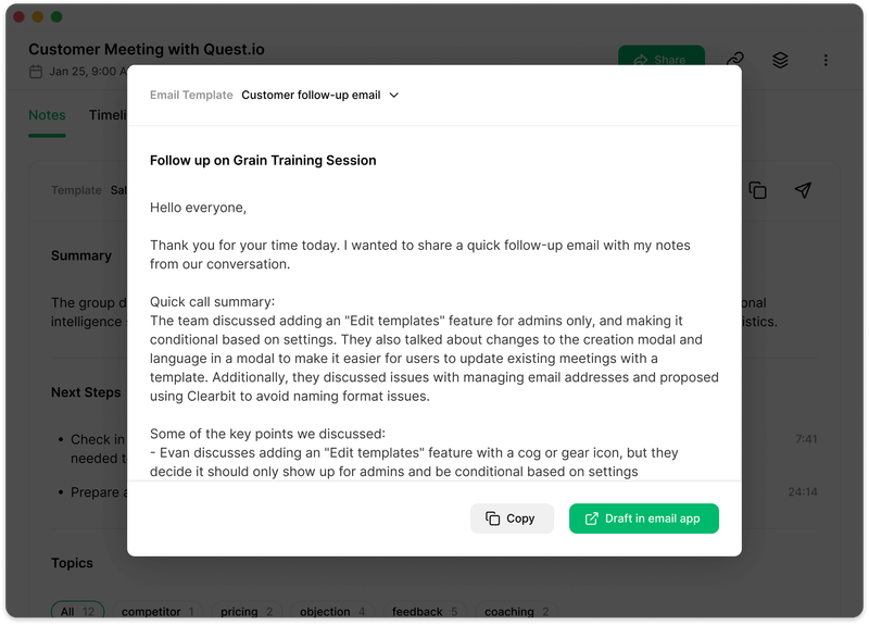 Grain | Conversation Intelligence and AI Sales Assistant