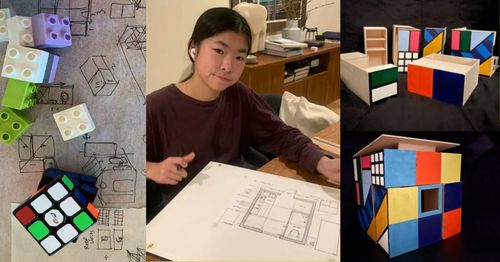 Teen creates Rubik's cube-inspired tiny home for unhoused neighbors