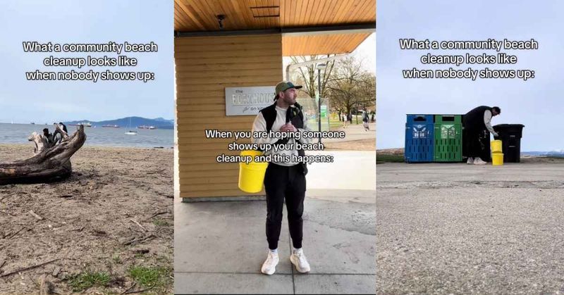 Man goes viral for tackling beach clean-up alone. Then TikTok helped