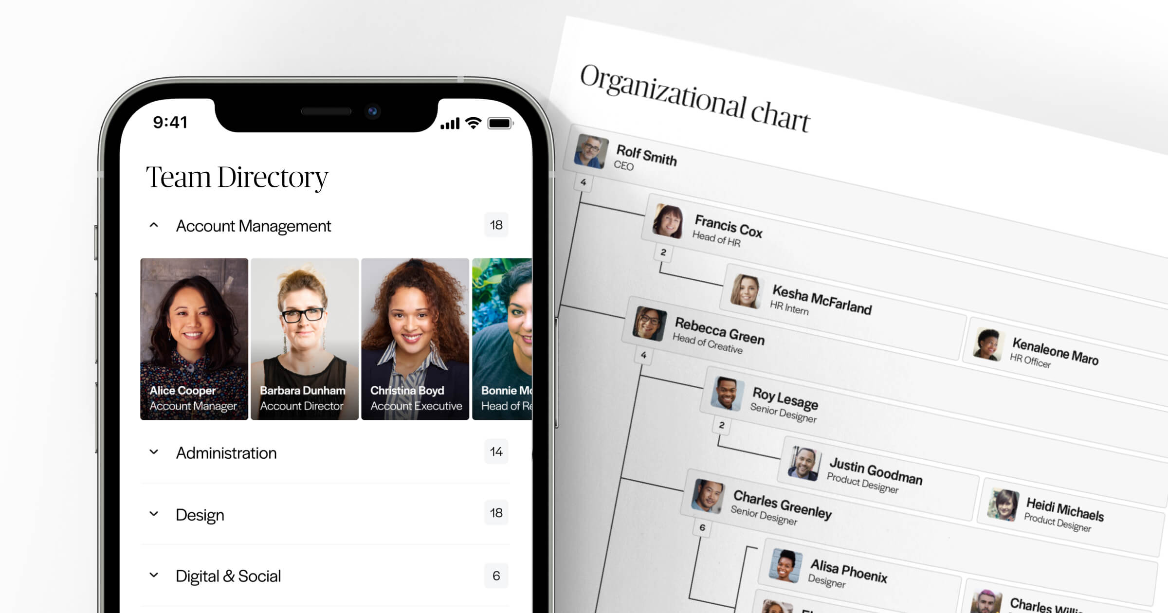 Names & Faces - Create a directory and org chart of your team in minutes.