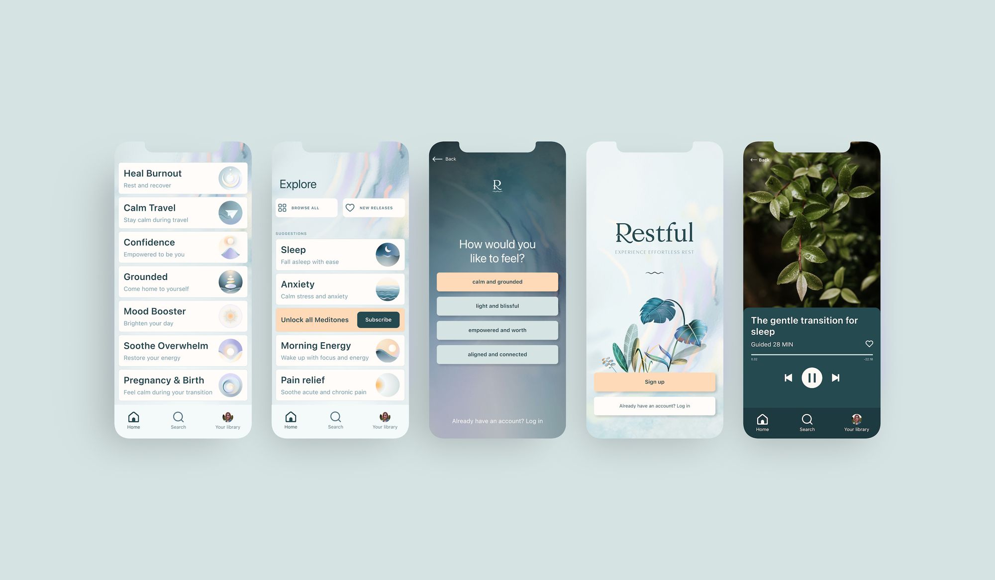 Restful App Meditation Music Brand & Icons | Jo ChunYan