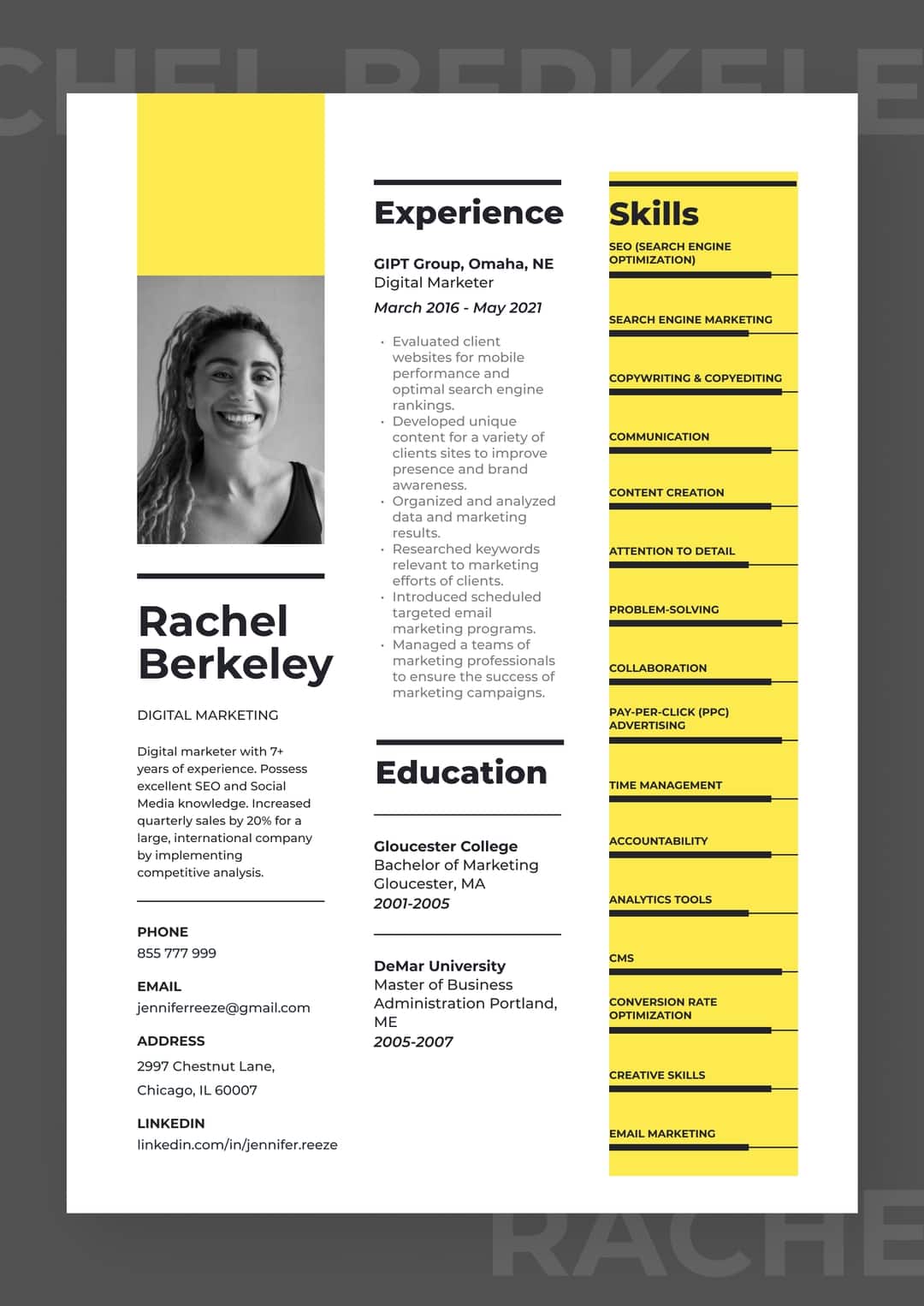 Digital Marketing Resume Sample and Tips | SkillHub