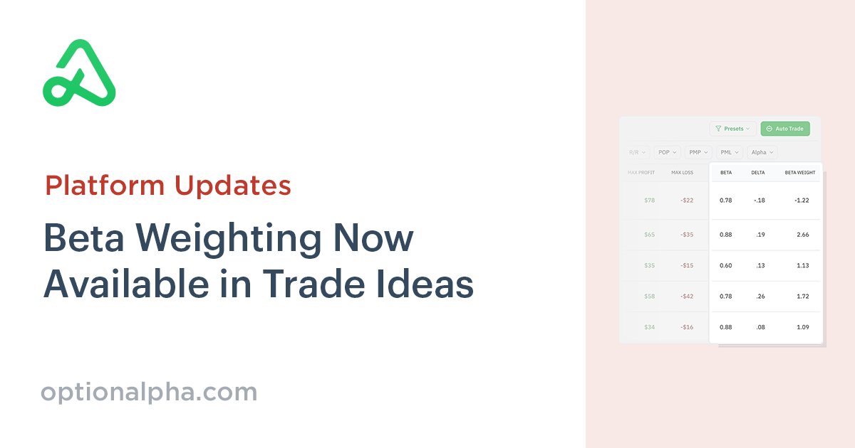 Delta, Beta, and Beta Weighted Added to Trade Ideas