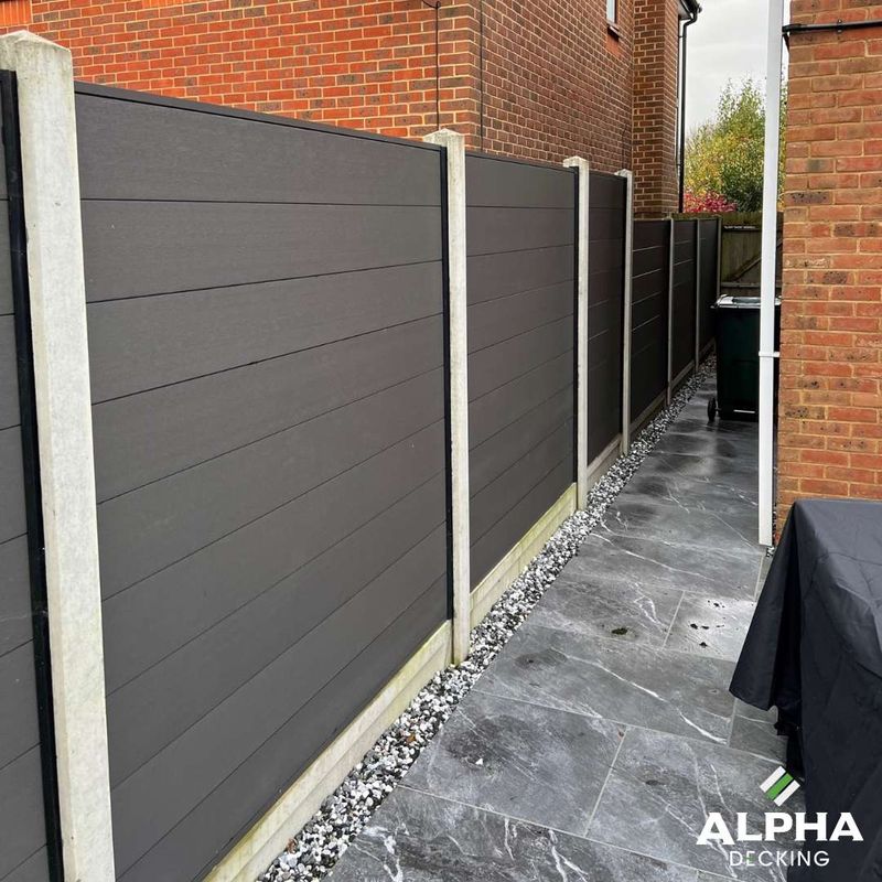 Composite Fence Panel Sets | Using Charcoal Composite Posts | Alpha Decking
