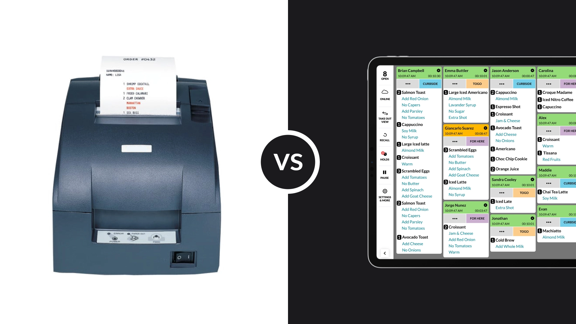 Which is more cost effective: a printer or a kitchen display system?