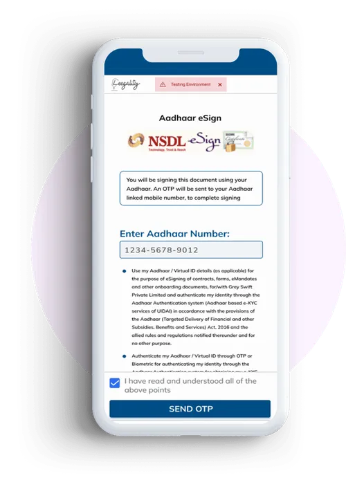 Aadhaar eSign documents in India via Leegality