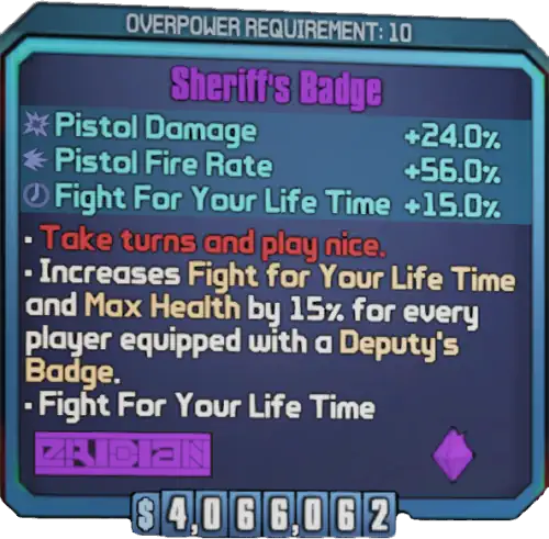 Sheriff's Badge • BL2 – Epic Relic | Lootlemon