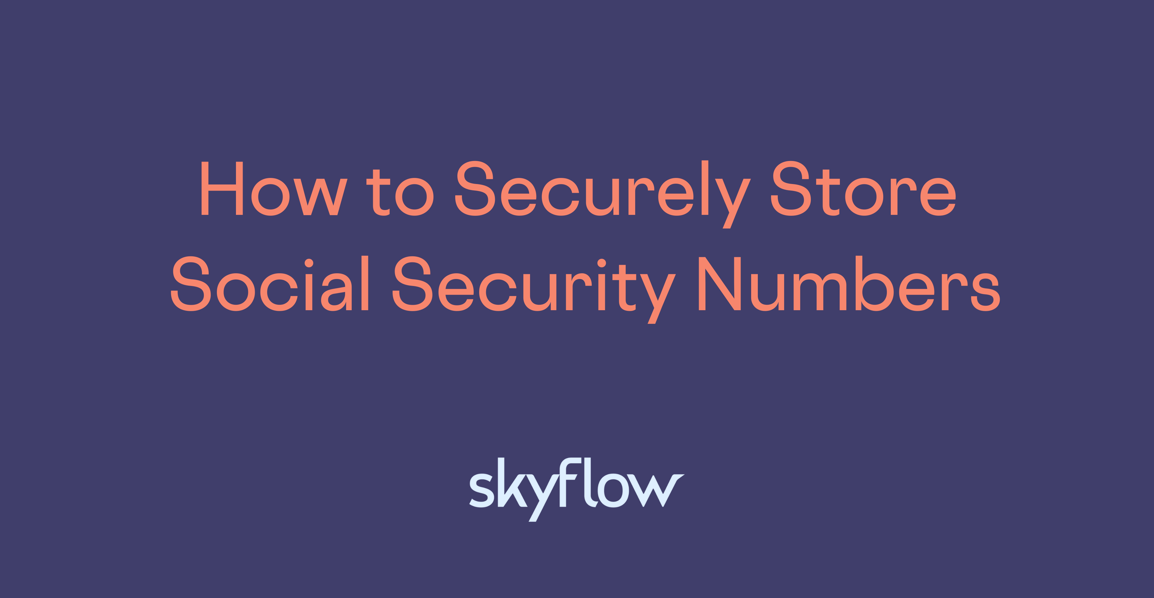 How to Securely Store Social Security Numbers - Skyflow