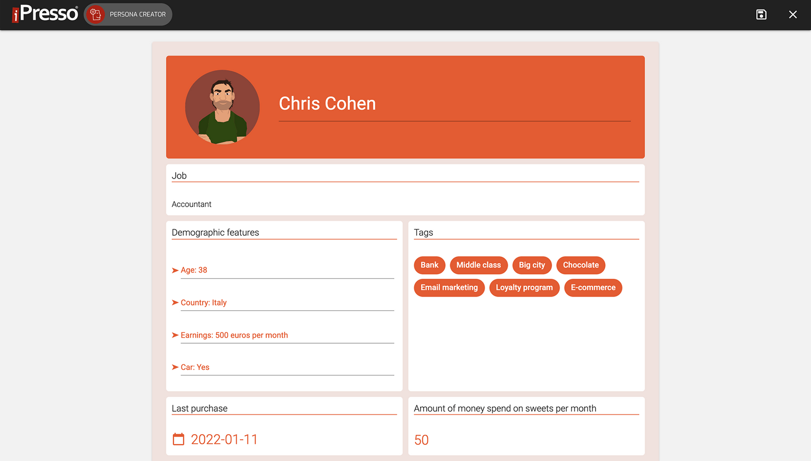 iPresso Persona Creator | Describe your client