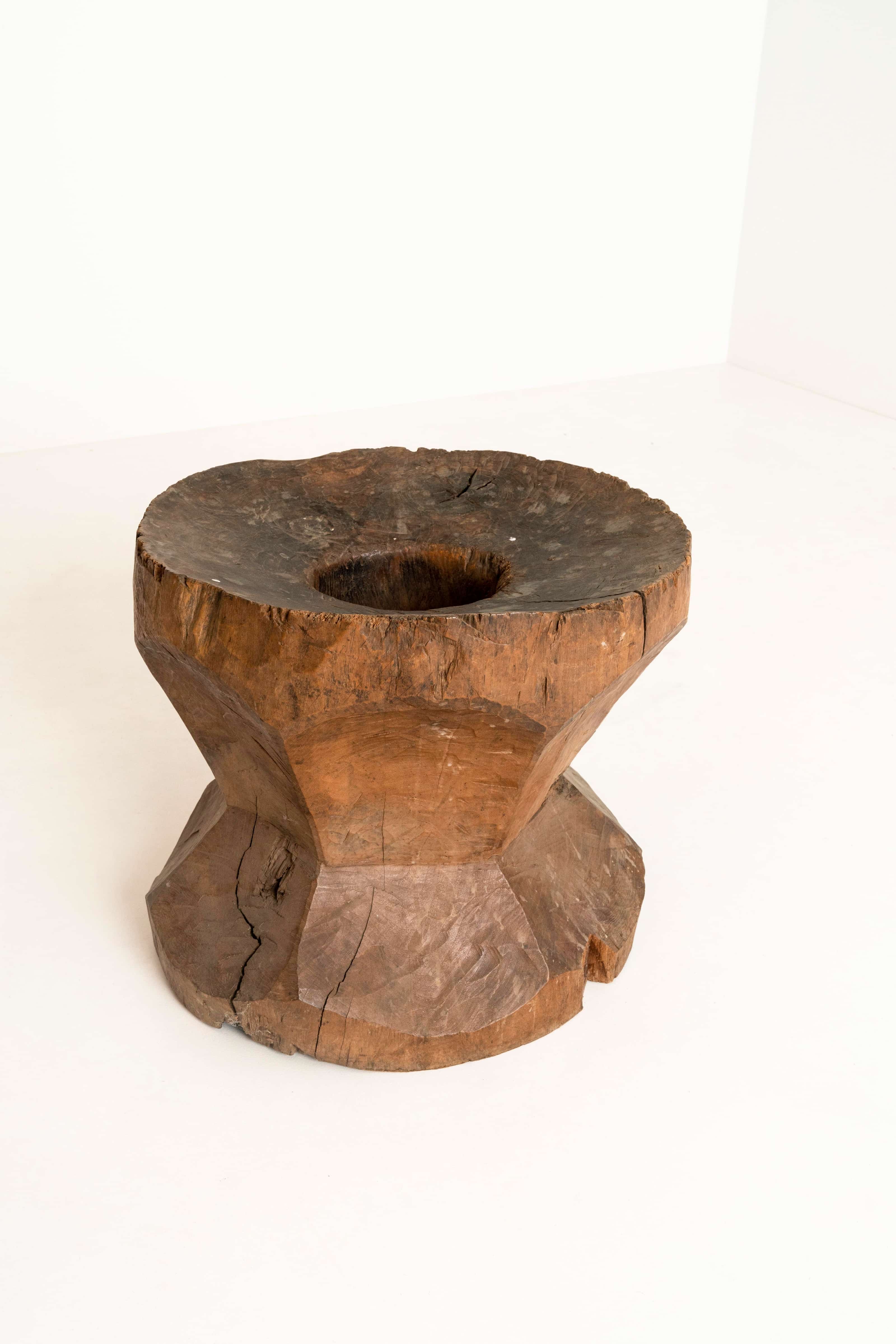 Large Decorative Antique Mortar of Wood | AtKris Studio