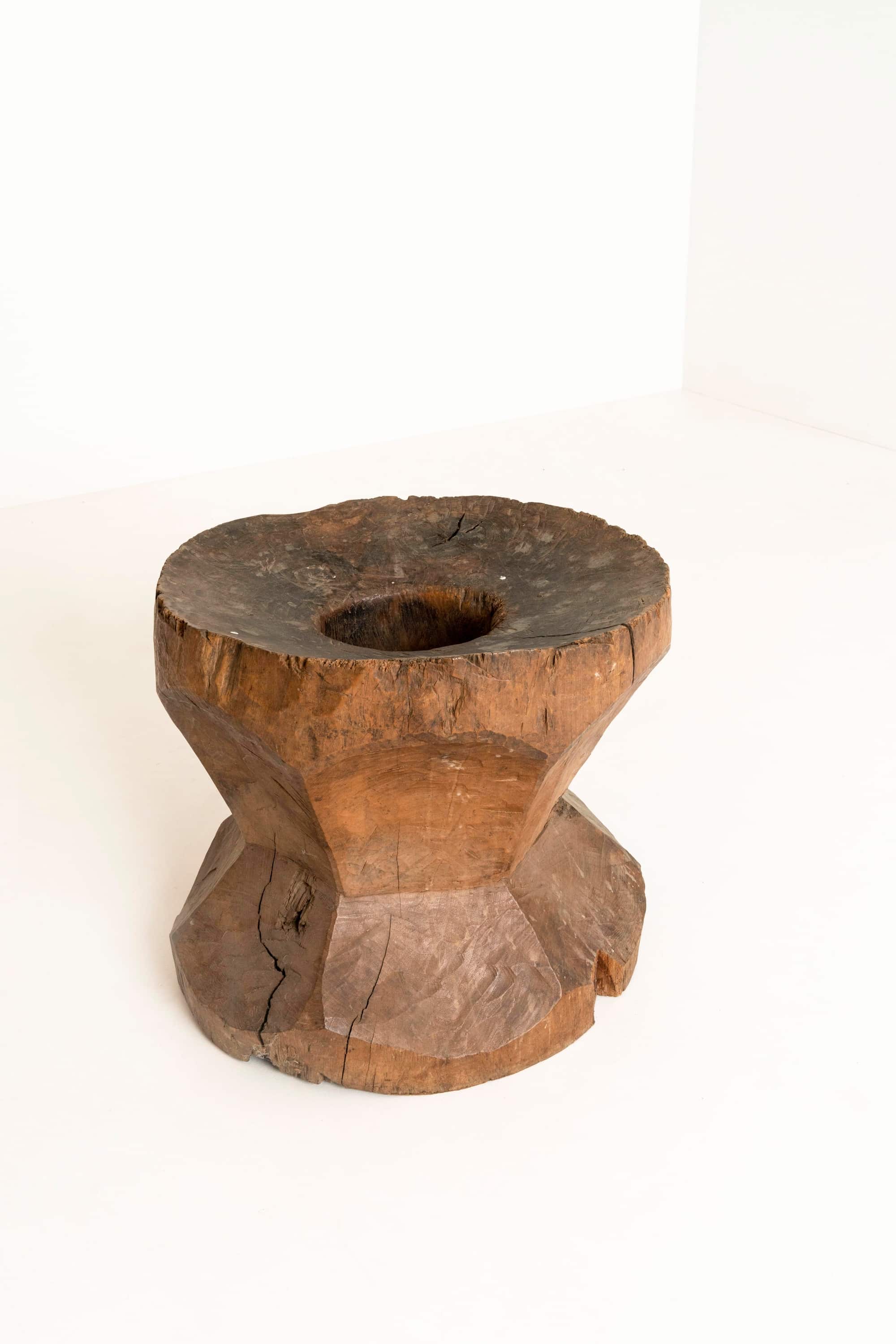 Large Decorative Antique Mortar of Wood | AtKris Studio