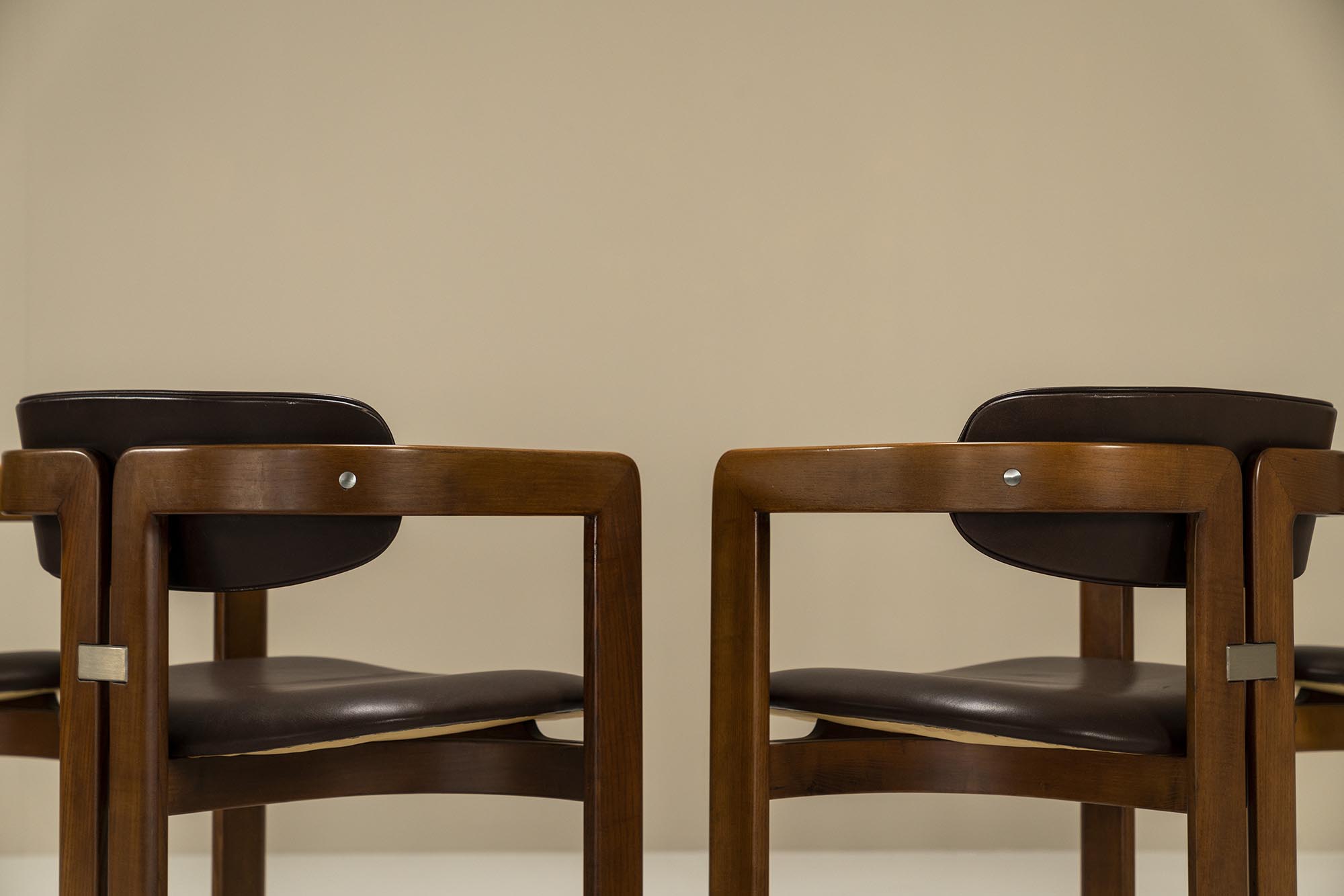 Set of Four “Pamplona” Dining Chairs in Walnut and Leather by Augusto ...