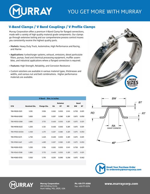 V-Band Clamps & Couplings Manufacturer - HD V-Band Clamp | Murray ...