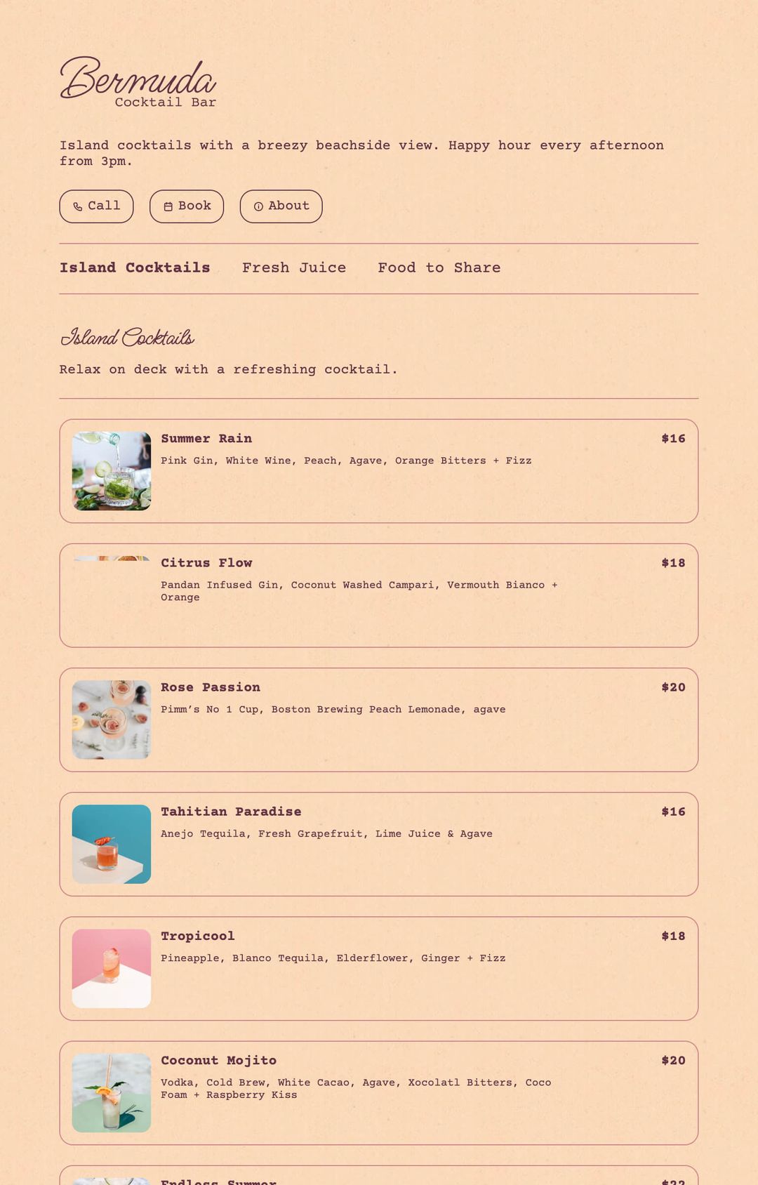 Free Bar Menu Templates | Create Scannable Drink Menus