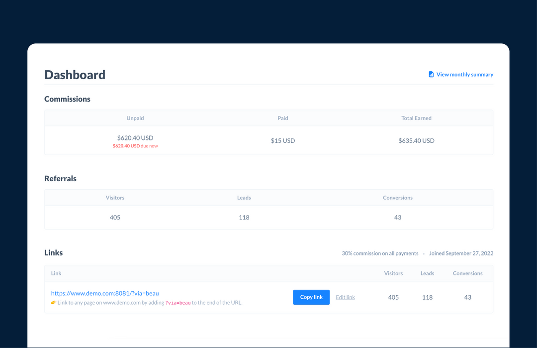 Features to grow your affiliate and referral program - Rewardful