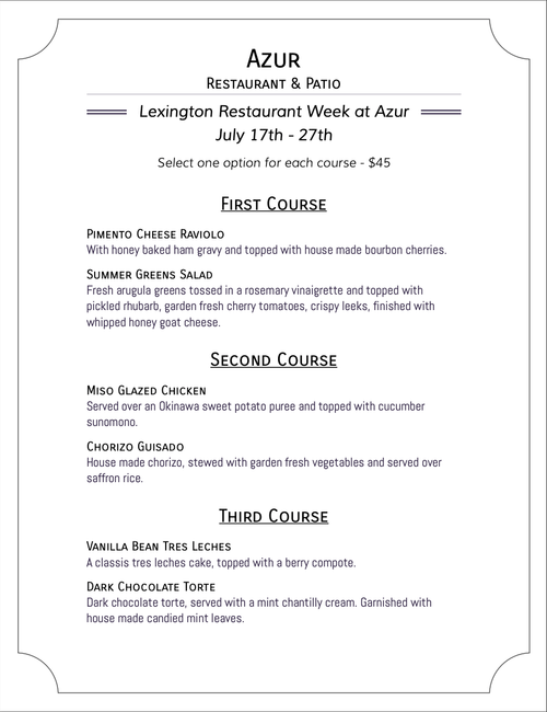 Upscale Restaurant Lexington | Fine Dining Lexington - Azur Restaurant ...