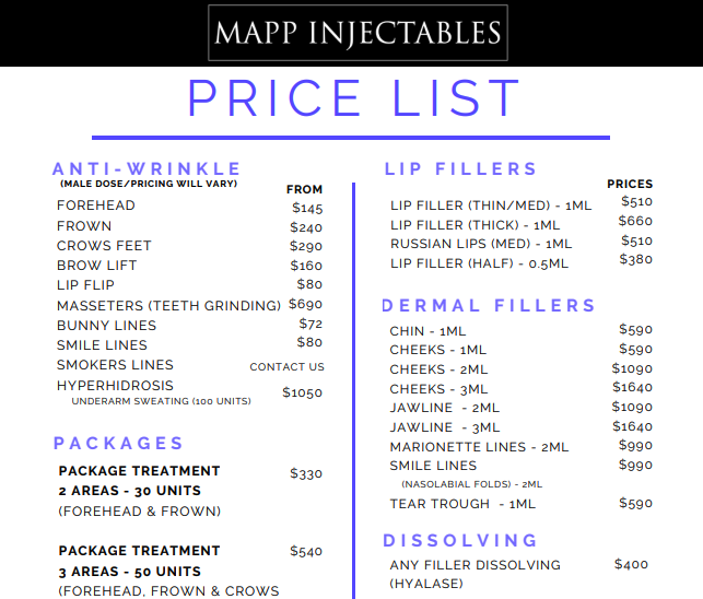 How much is fillers & anti-wrinkle in Sydney? - Mapp Aesthetics