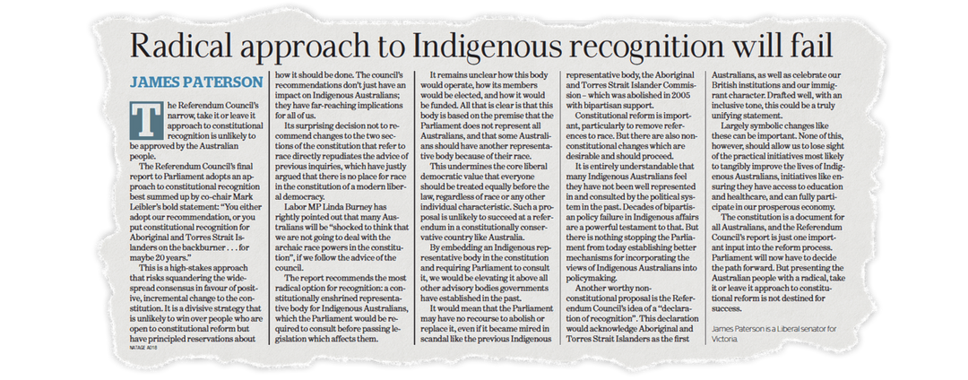 Radical approach to Indigenous recognition is destined to fail