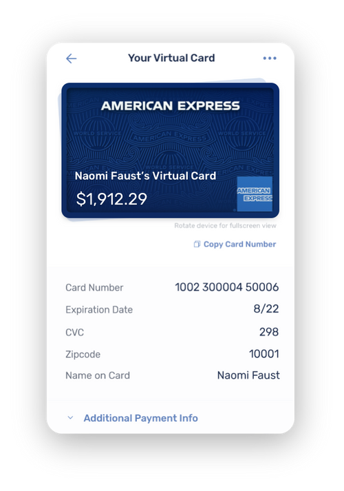 American Express Virtual Credit Card | American Express + Extend